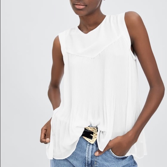 Zara | Tops | Zara Ecru Color Pleated Top | Poshmark